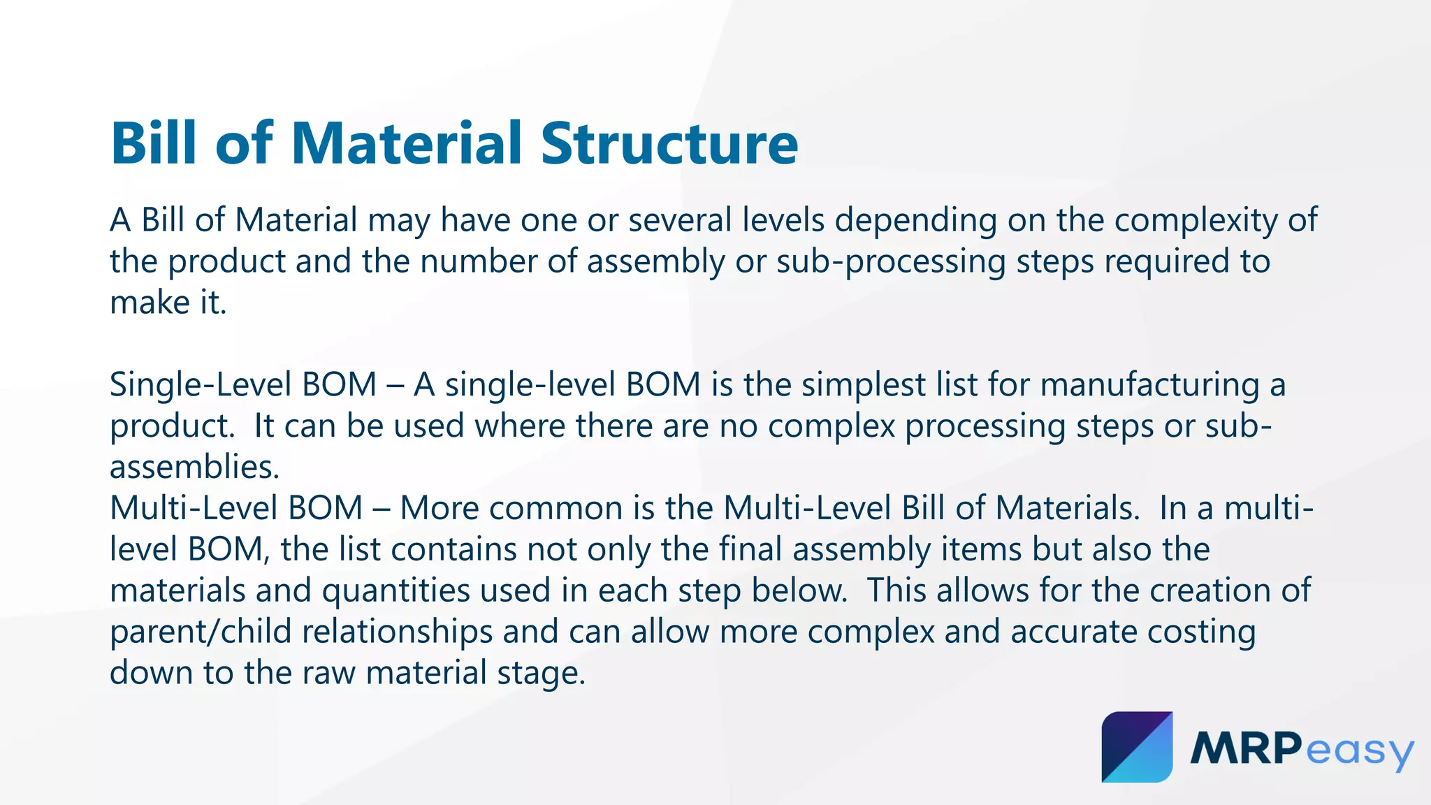 What is bill of materials functionality | PDF