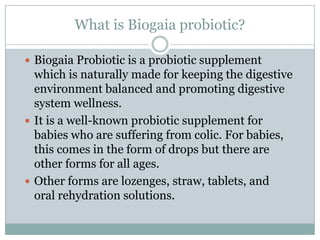 What is Biogaia Probiotic | PPTX