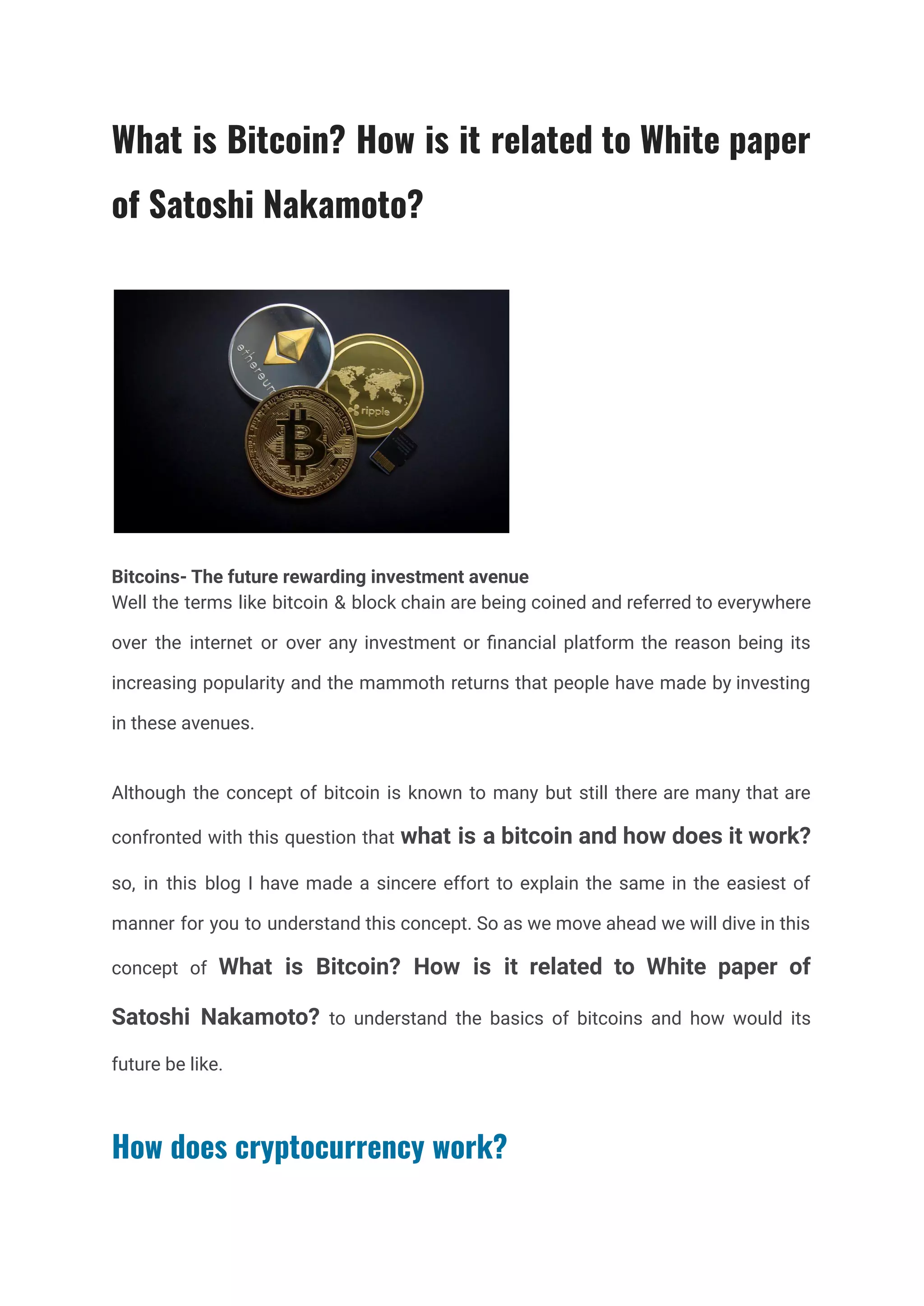 What is Bitcoin and How is it related to Satoshi Nakamoto White Paper.pdf