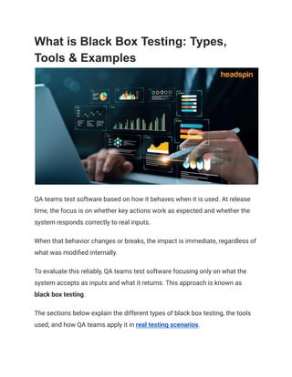What is Black Box Testing_ Types, Tools & Examples | PDF