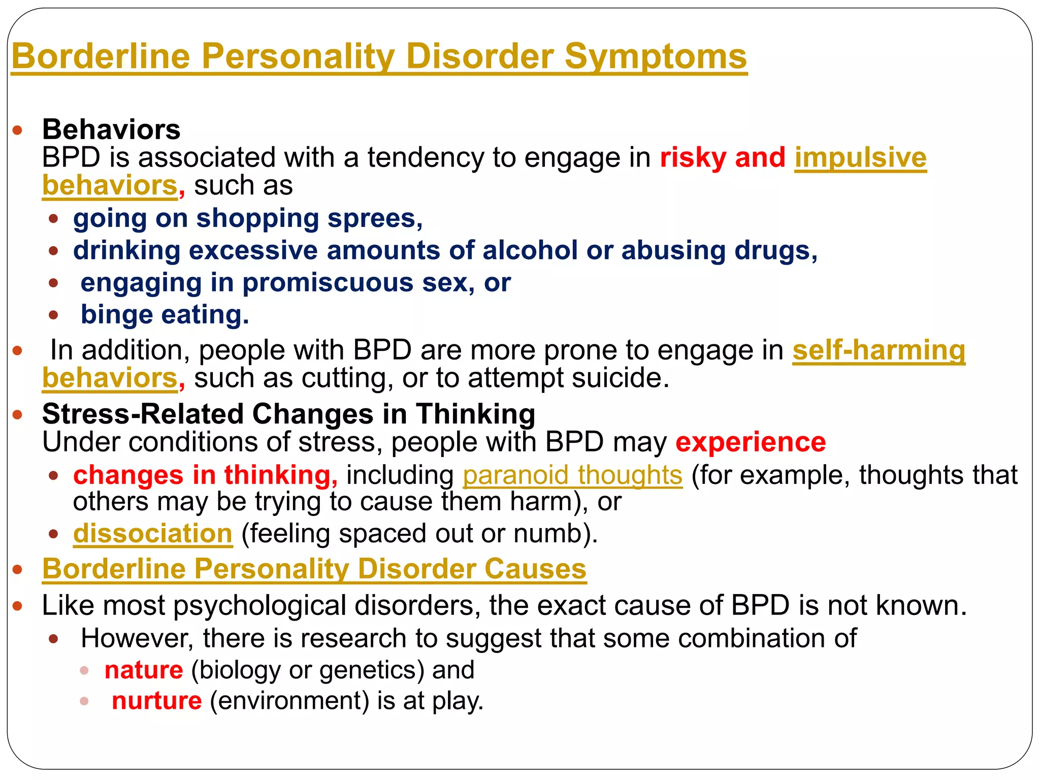 What is borderline personality disorder (bpd) | PPTX