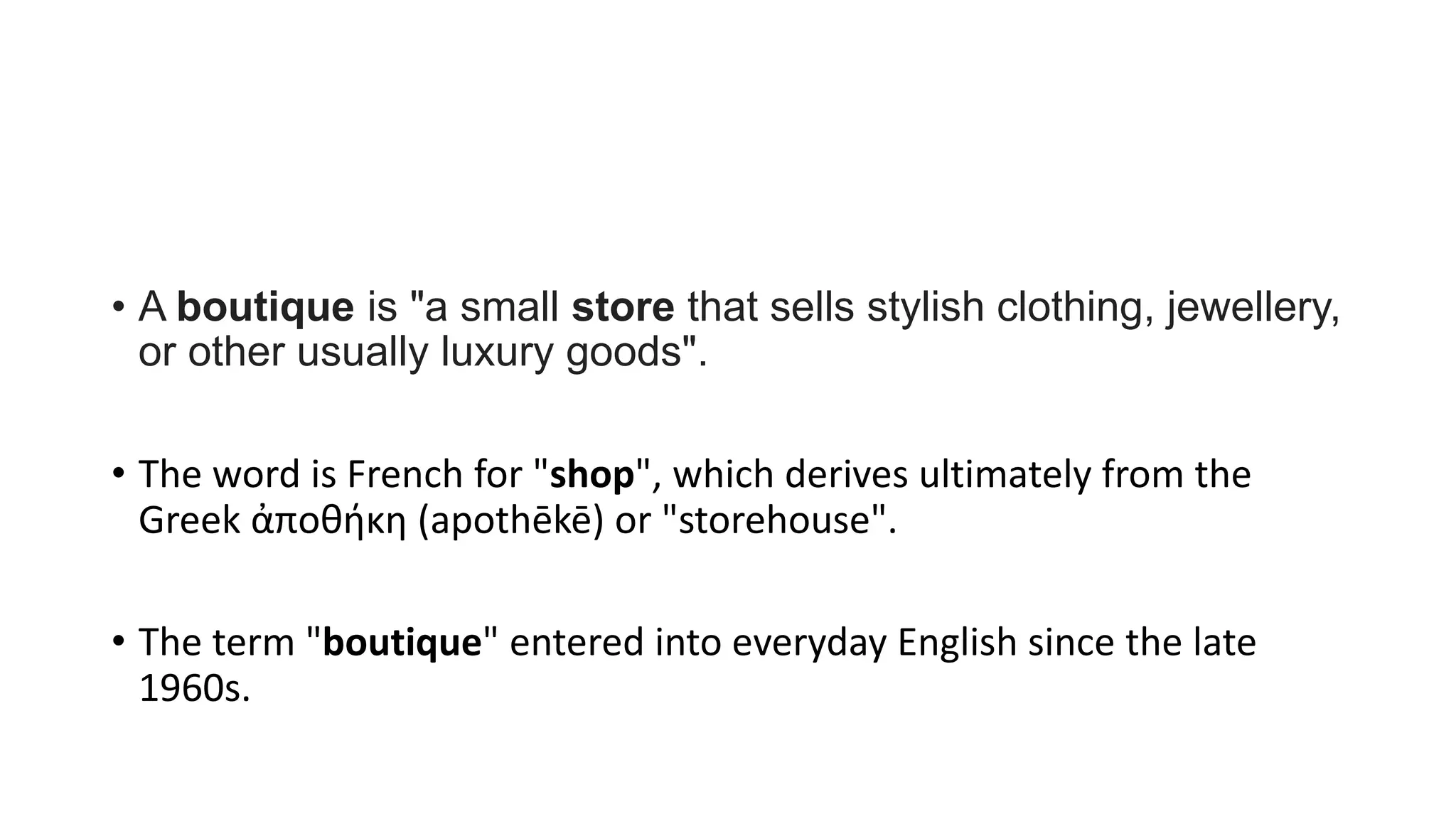 What is boutique | PPTX