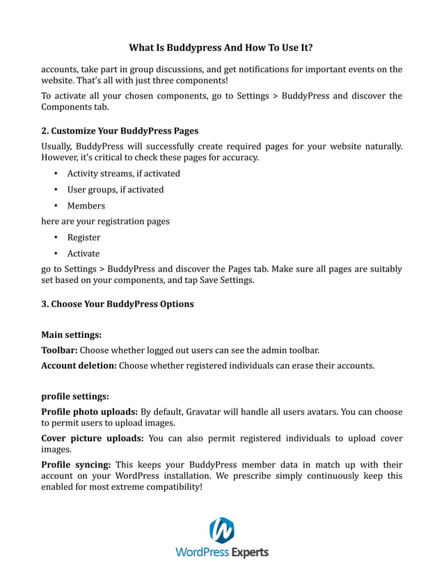 What Is Buddypress And How To Use It ? WordPressExperts | PDF