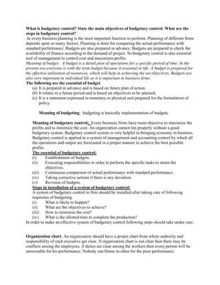 What is budgetary control | DOCX