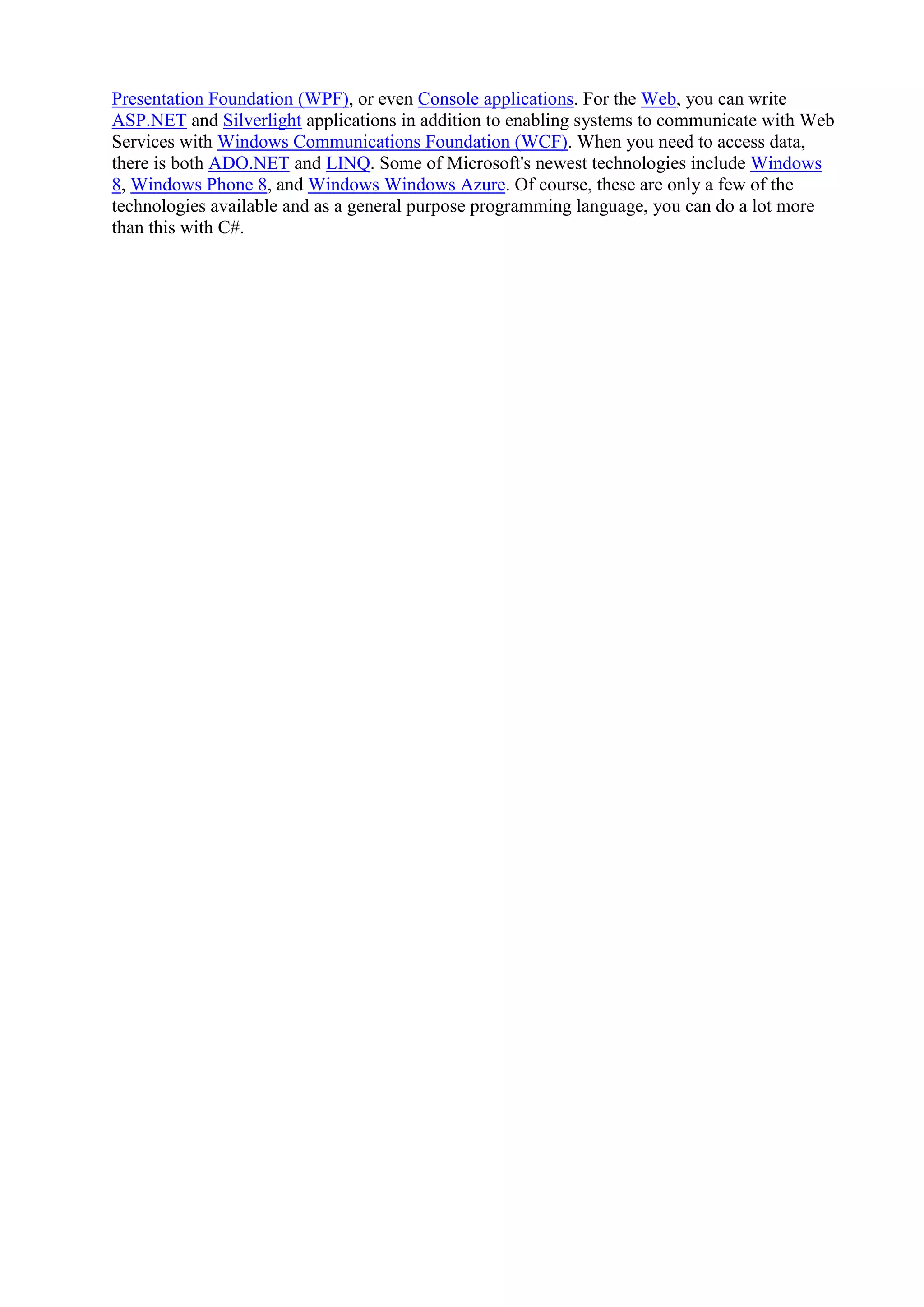 What is c# | DOCX | Programming Languages | Computing