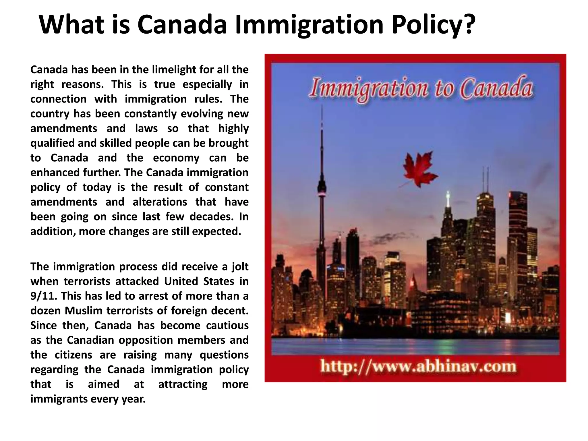 What is canada immigration policy? | PPTX