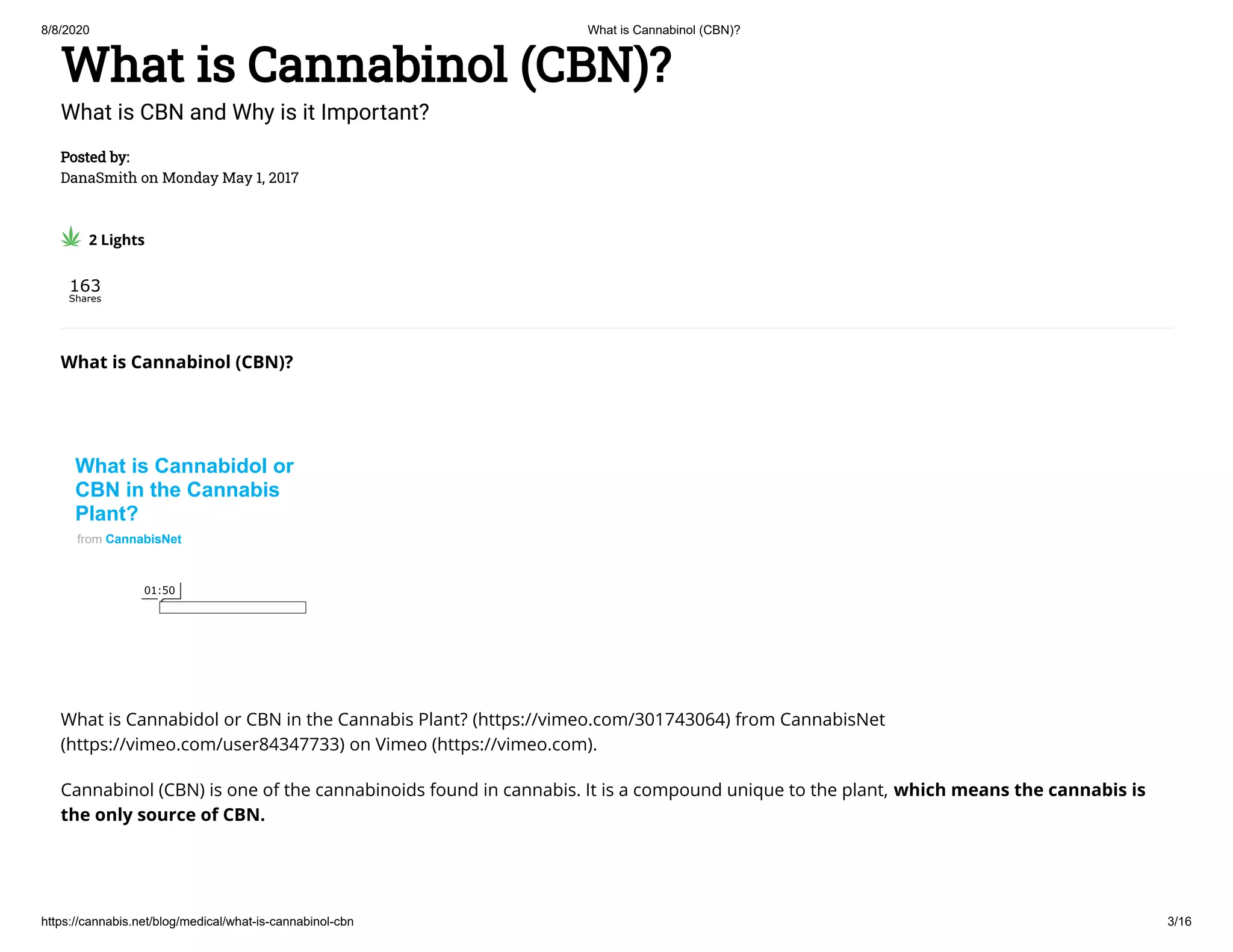 What is CBN? (No, Not the Cannabiniod CBD) | PDF
