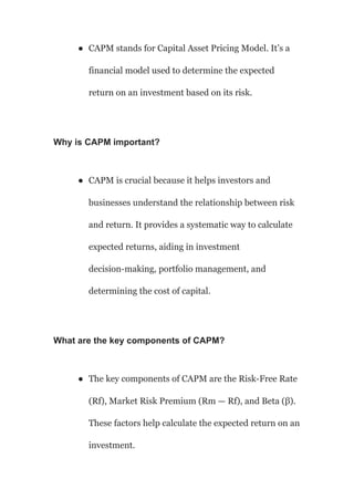 What is CAPM and why is it important__ Understanding CAPM.pdf | Stocks ...