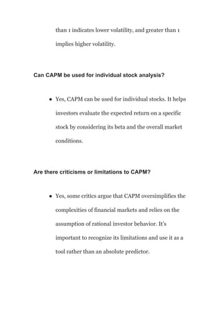 What is CAPM and why is it important__ Understanding CAPM.pdf | Stocks ...