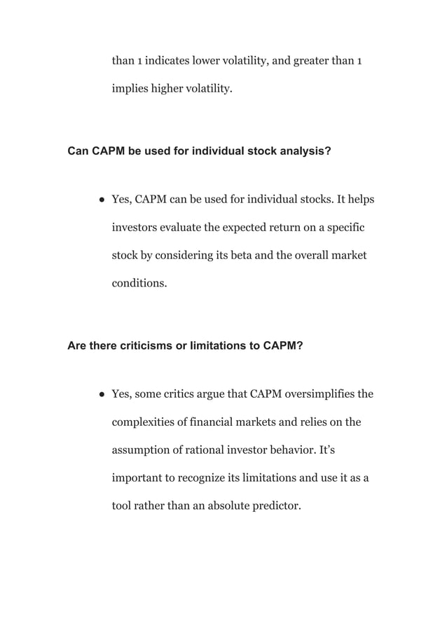 What is CAPM and why is it important__ Understanding CAPM.pdf | Stocks and Bonds | Personal ...