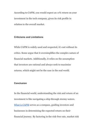 What is CAPM and why is it important__ Understanding CAPM.pdf | Stocks ...