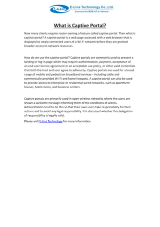 What is Captive Portal - E-Lins Technology | PDF