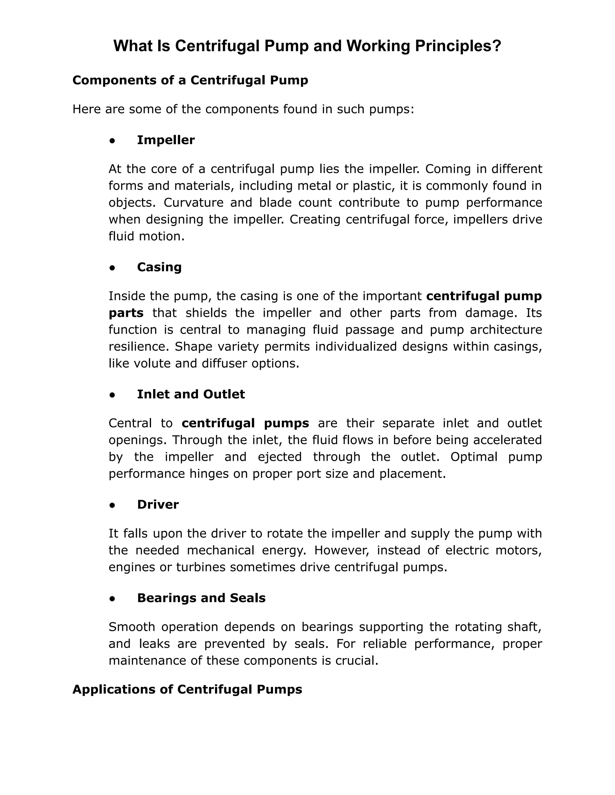 What Is Centrifugal Pump and Working Principles? | PDF