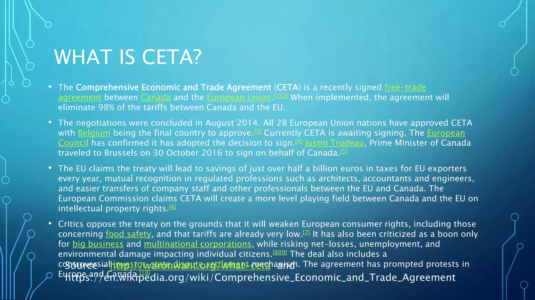 What is ceta and what does it mean for Canada - November 2016 | PPT