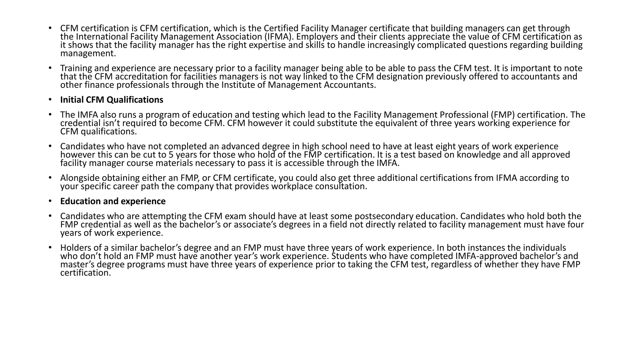 What is CFM Certification.pptx | Education