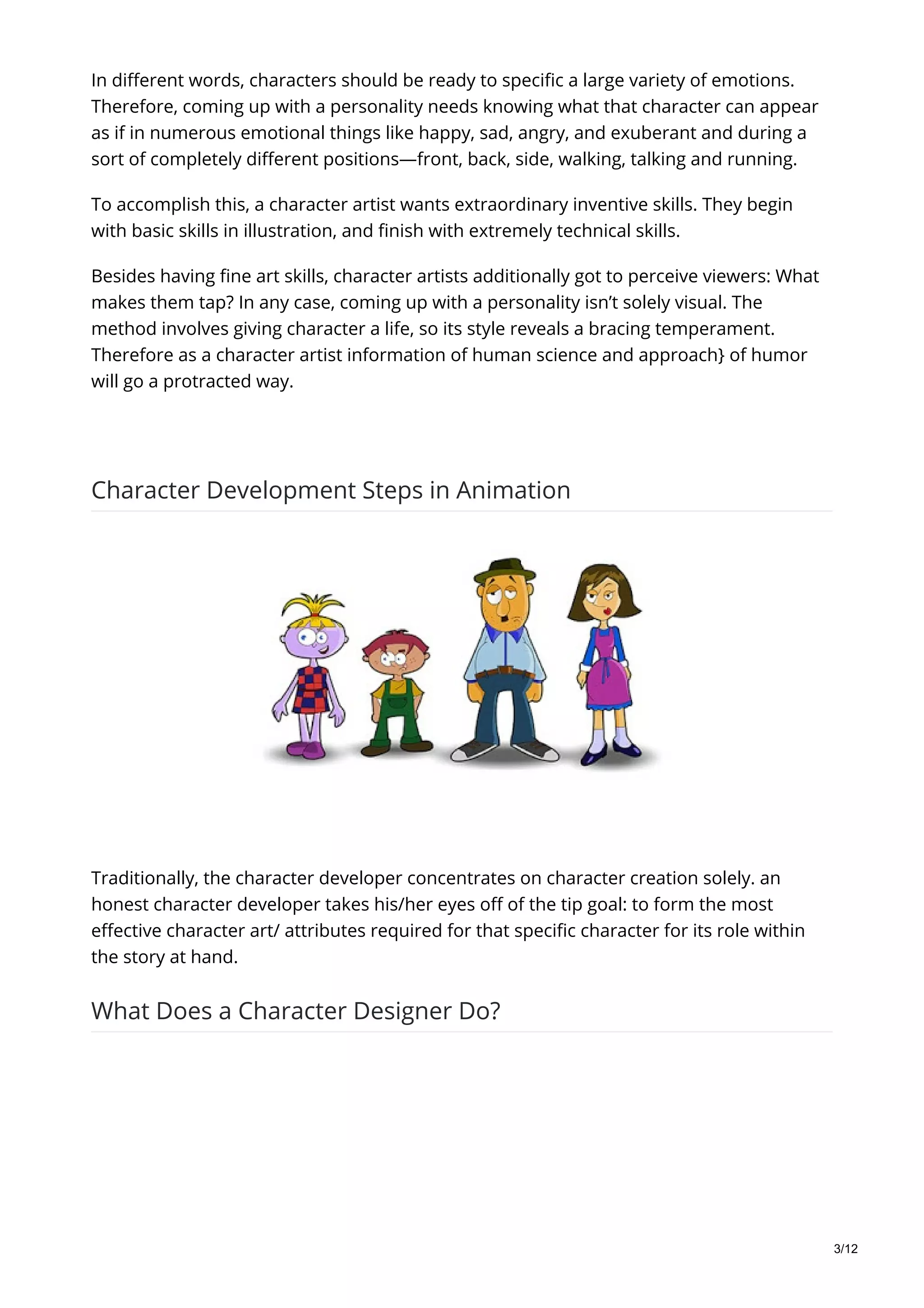 What is character design and role of a character designer | PDF