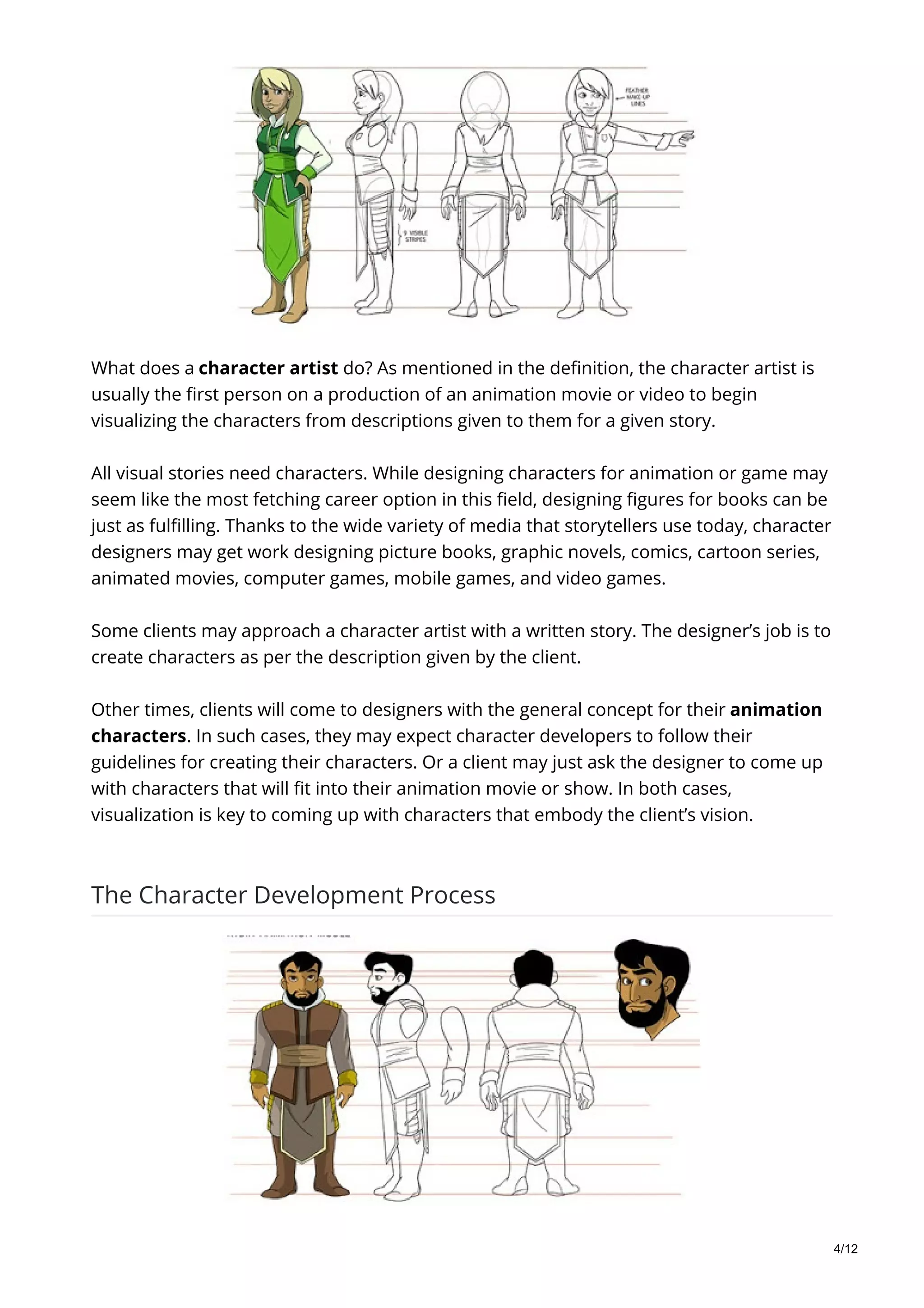 What is character design and role of a character designer | PDF