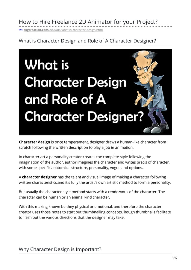 What is character design and role of a character designer | PDF