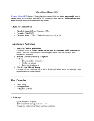 What is Chelated Calcium EDTA | Ava Chemicals | PDF