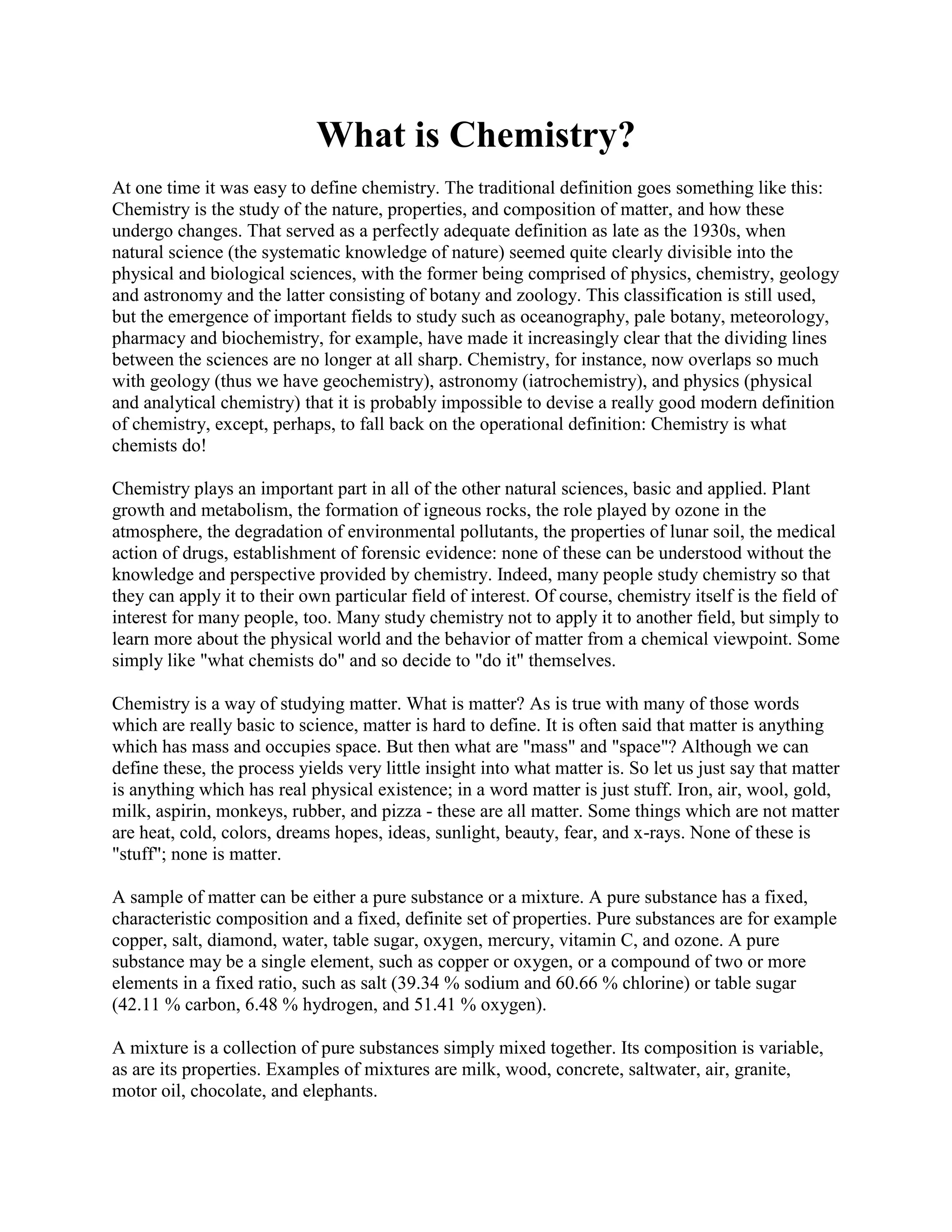 What is chemistry | DOCX