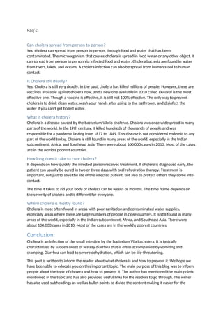 Cholera – An Acute Diarrheal Illness (Symptoms, Treatment, and much ...