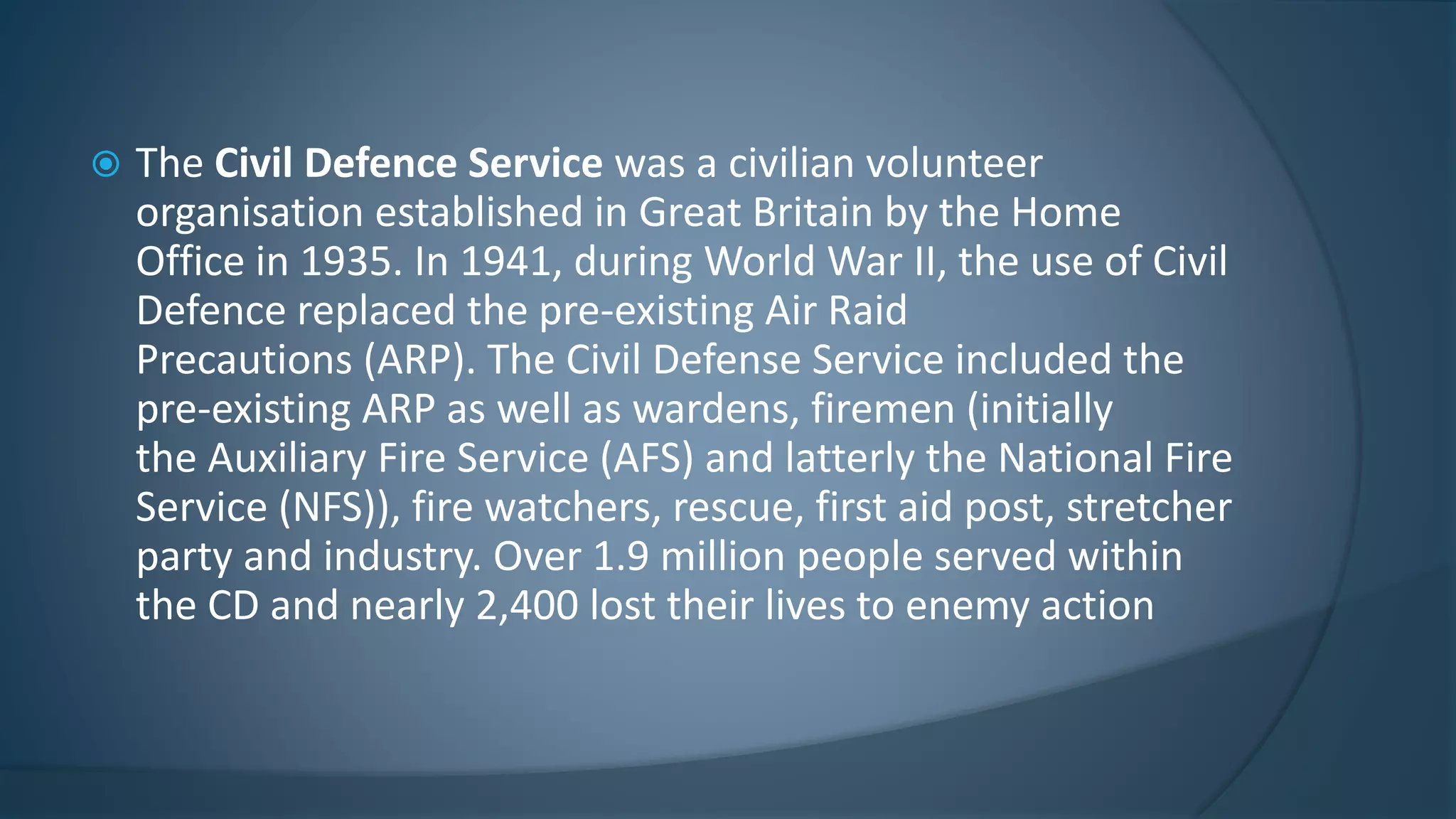 What is civil defense service | PPTX