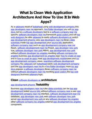 What Is Clean Web Application Architecture And How To Use It In Web ...