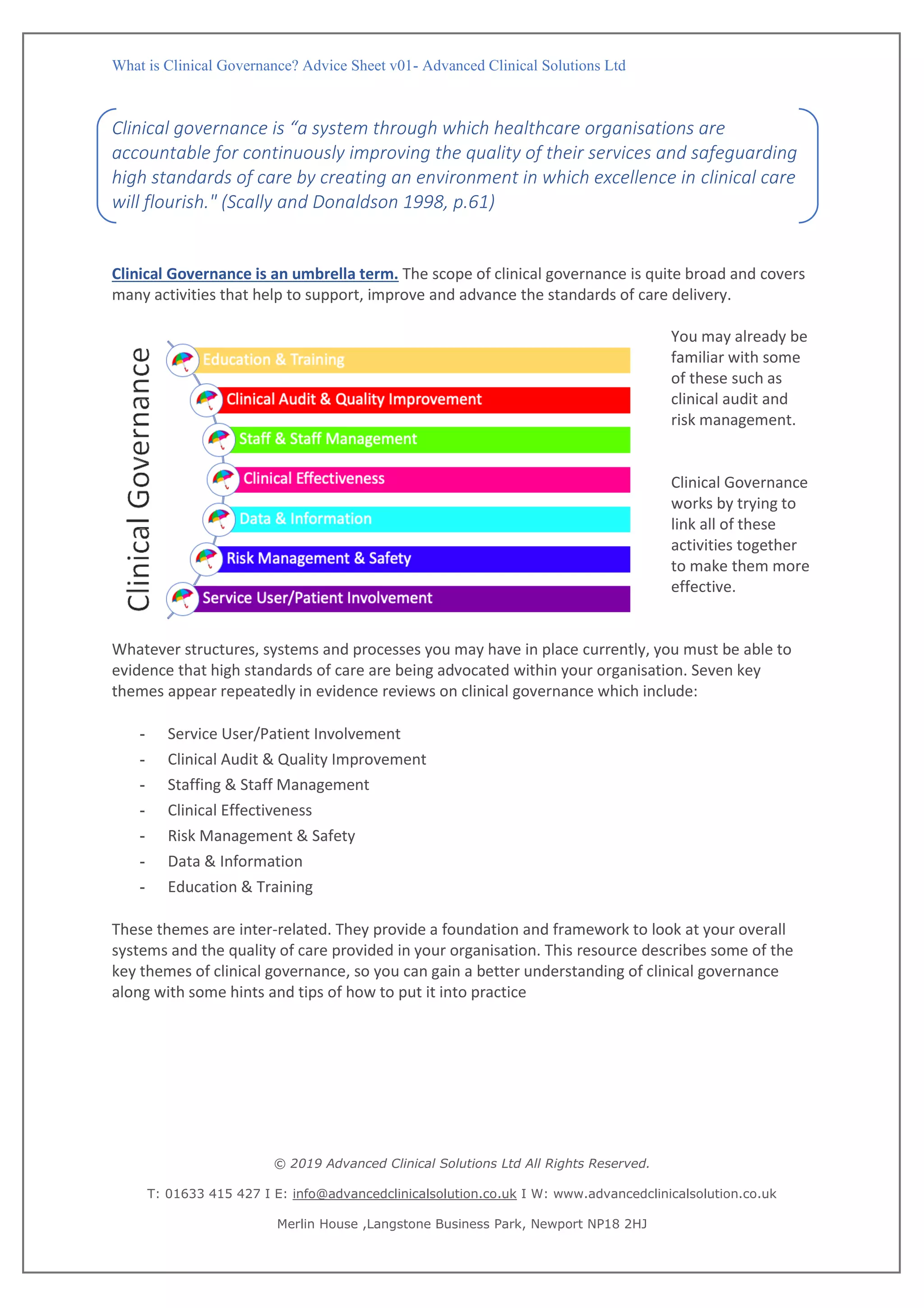 What is clinical governance | PDF
