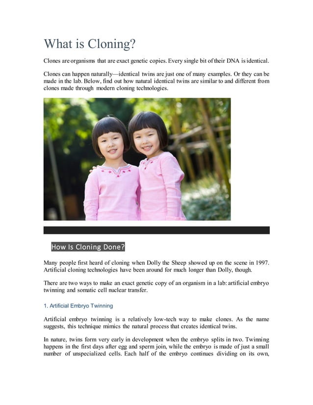 What is cloning | PDF | Infertility | Reproductive Health
