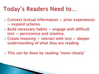 What is close reading | PPTX | Educational Assessment | Education
