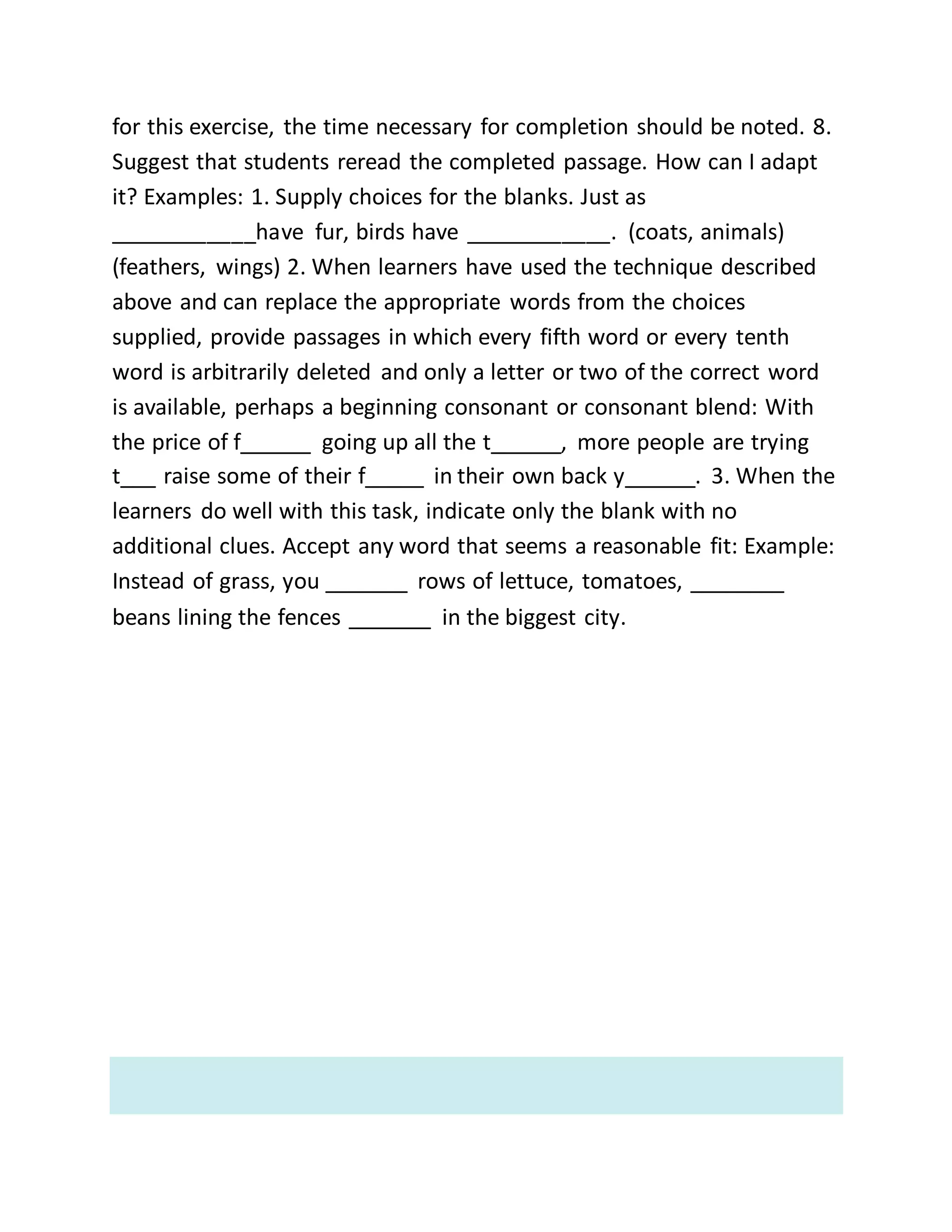 Cloze Procedure | DOCX