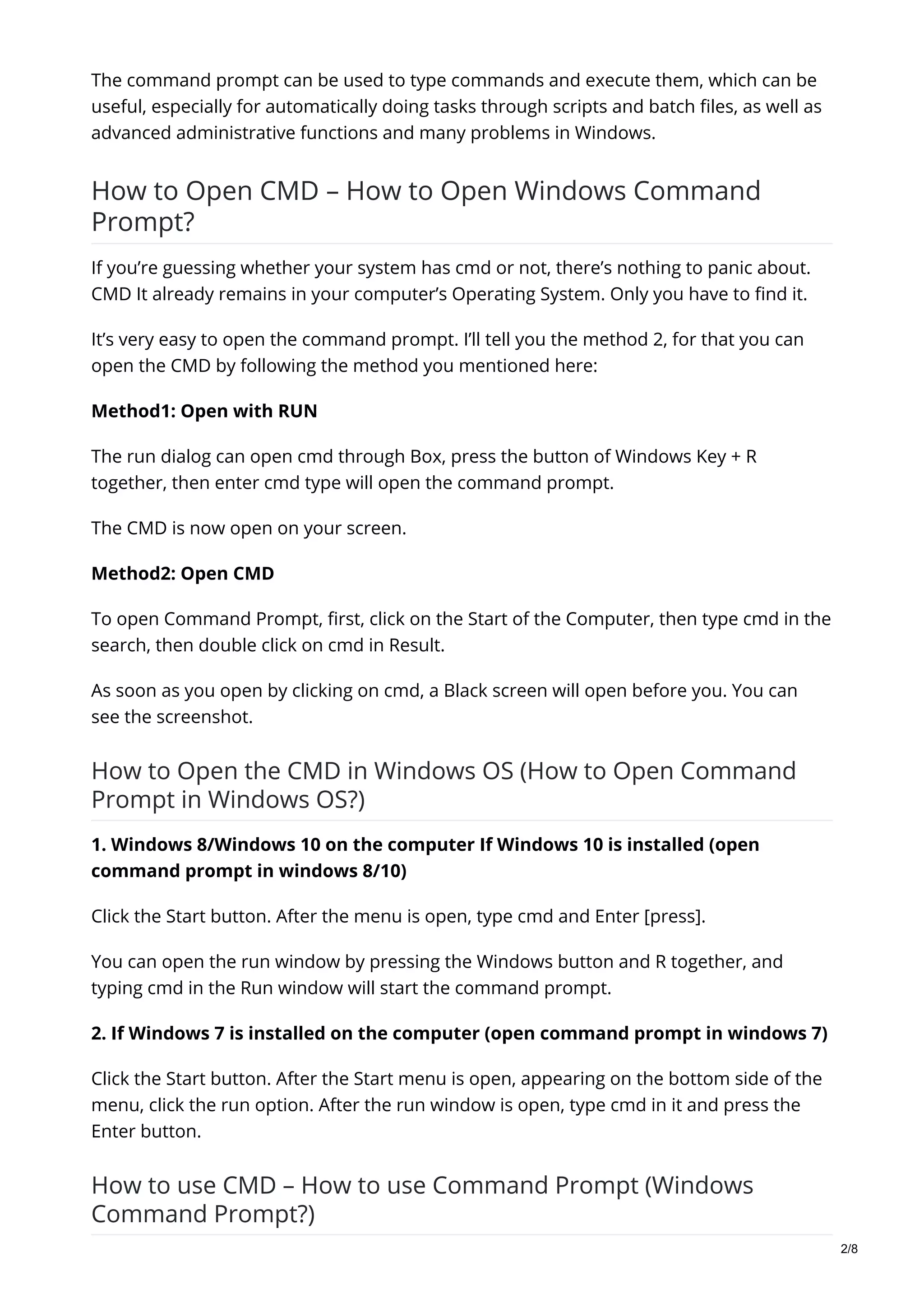 What Is Cmd Windows Command Prompt Pdf Operating Systems Computer 9461