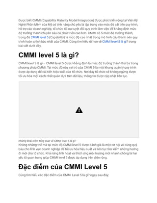 What is CMMI level 5? Characteristics of CMMI level 5 | PDF