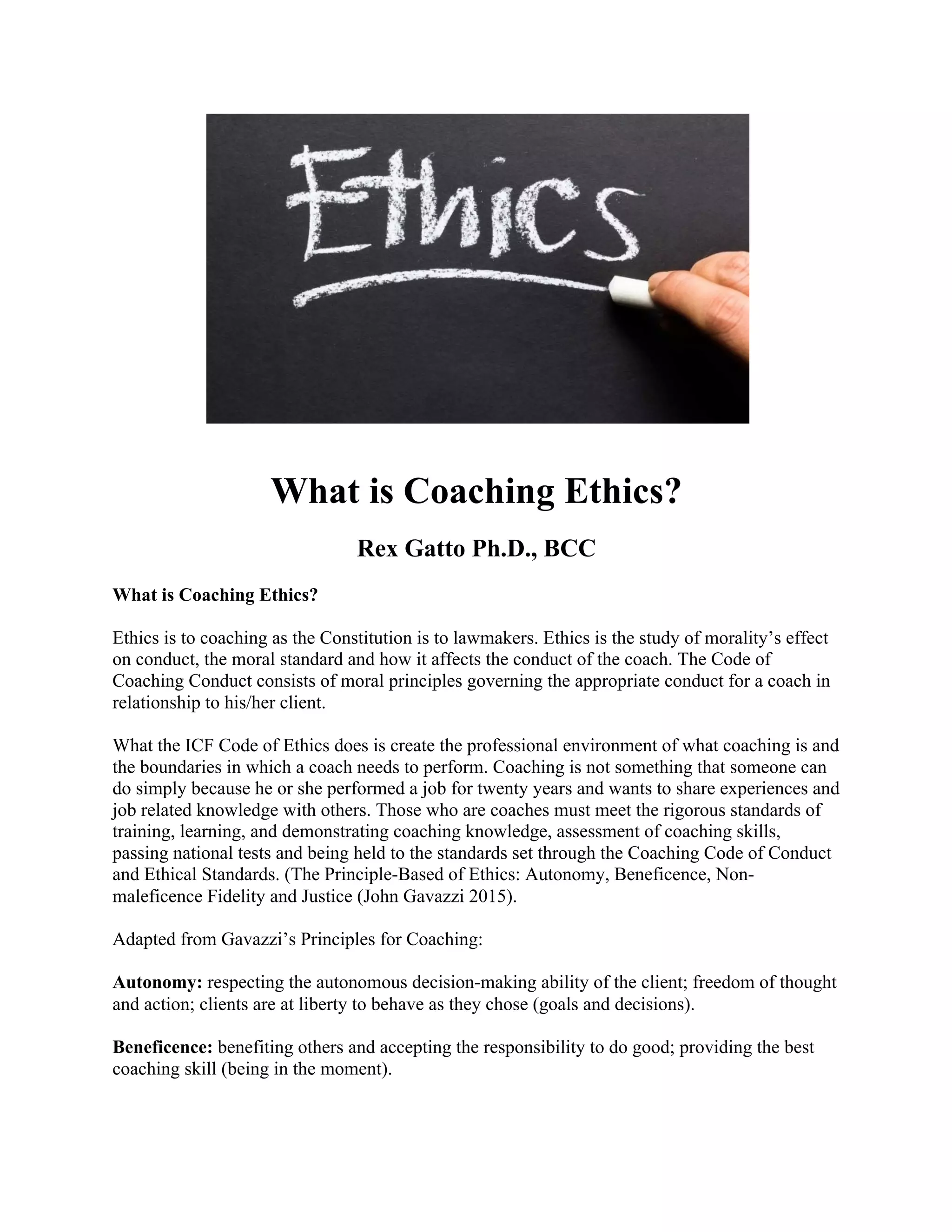 What is Coaching Ethics | PDF