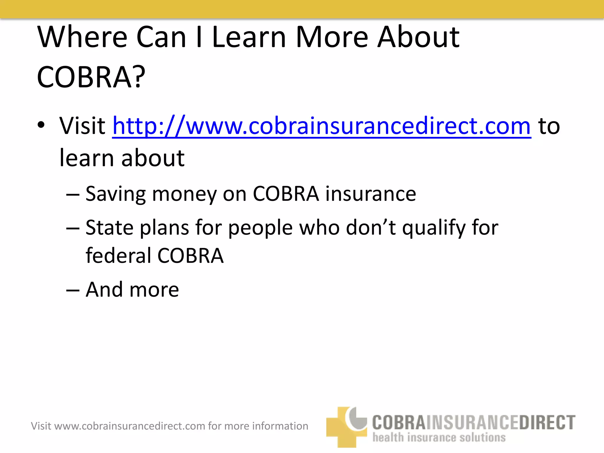What Is COBRA Insurance? | PPTX