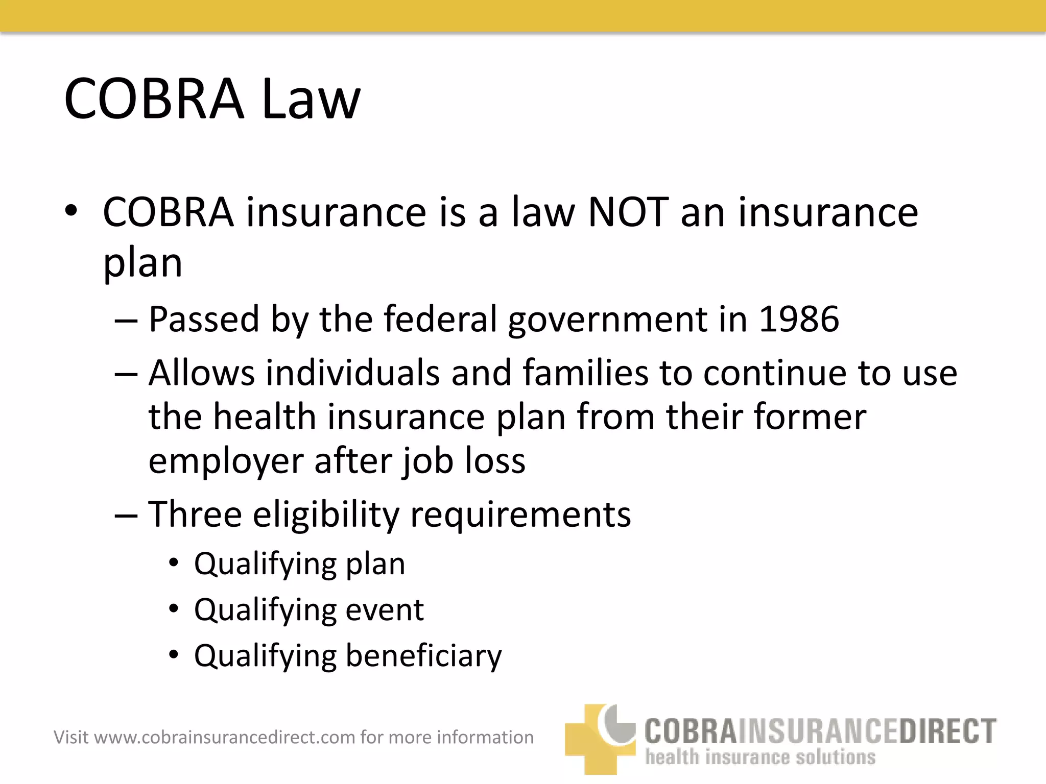 What Is COBRA Insurance? | PPTX
