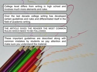What is college level writing | PPT