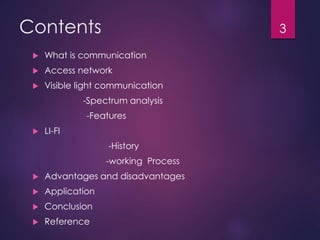 VISIBLELIGHT COMMUNICATION AND LI-FI | PPTX