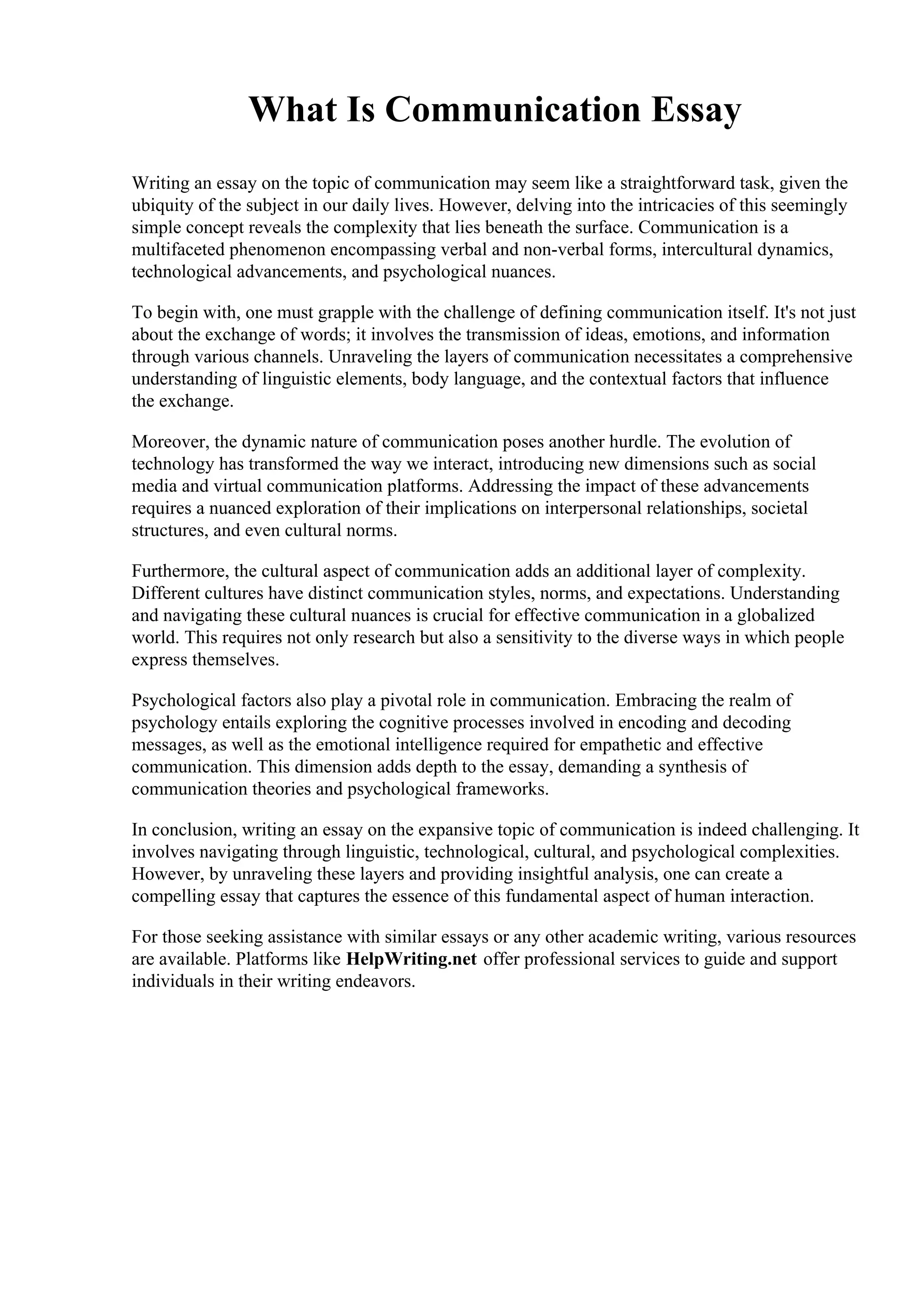 What Is Communication Essay | PDF