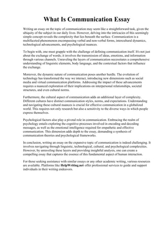 What Is Communication Essay | PDF