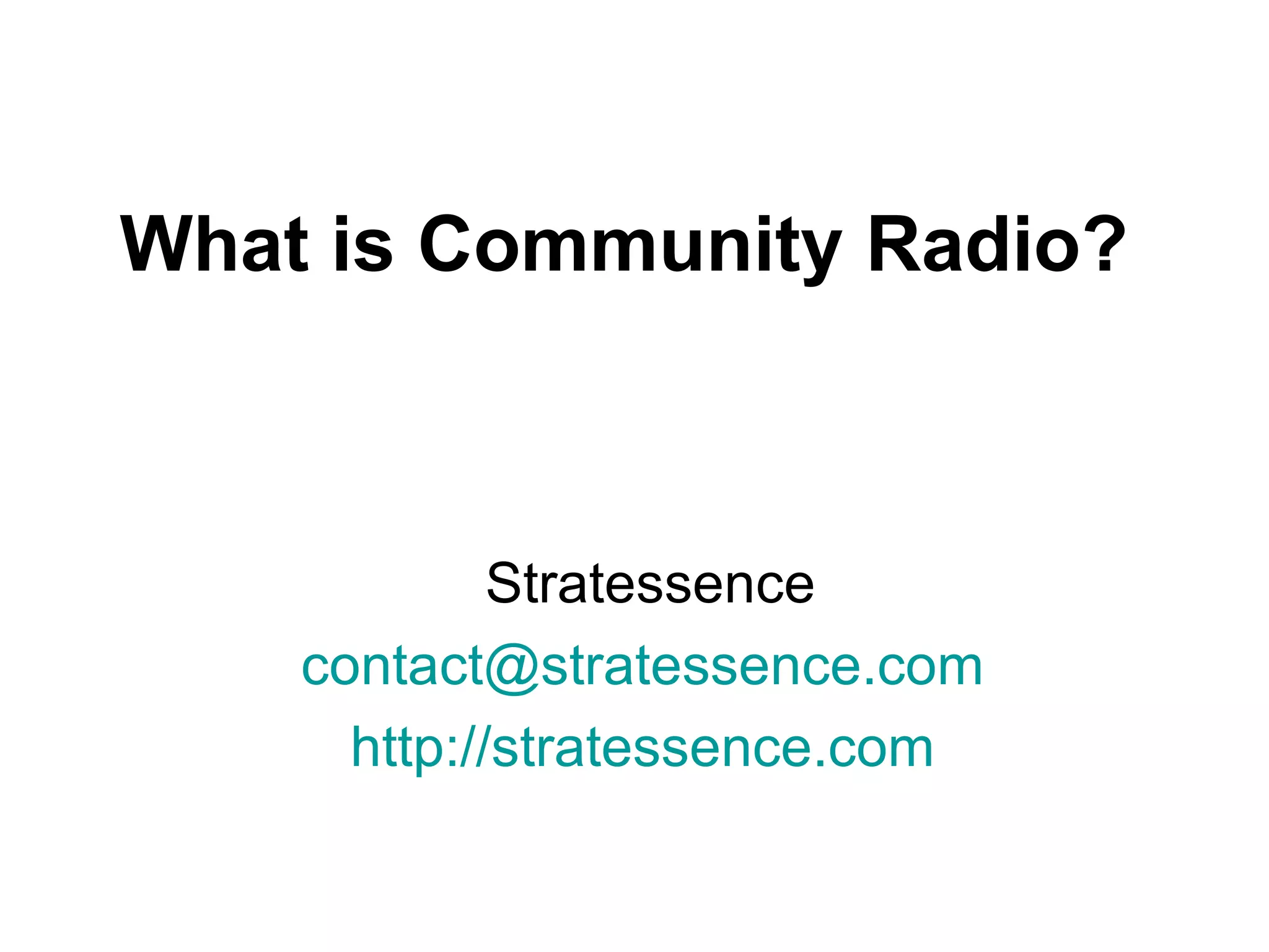 What Is Community Radio | PPT