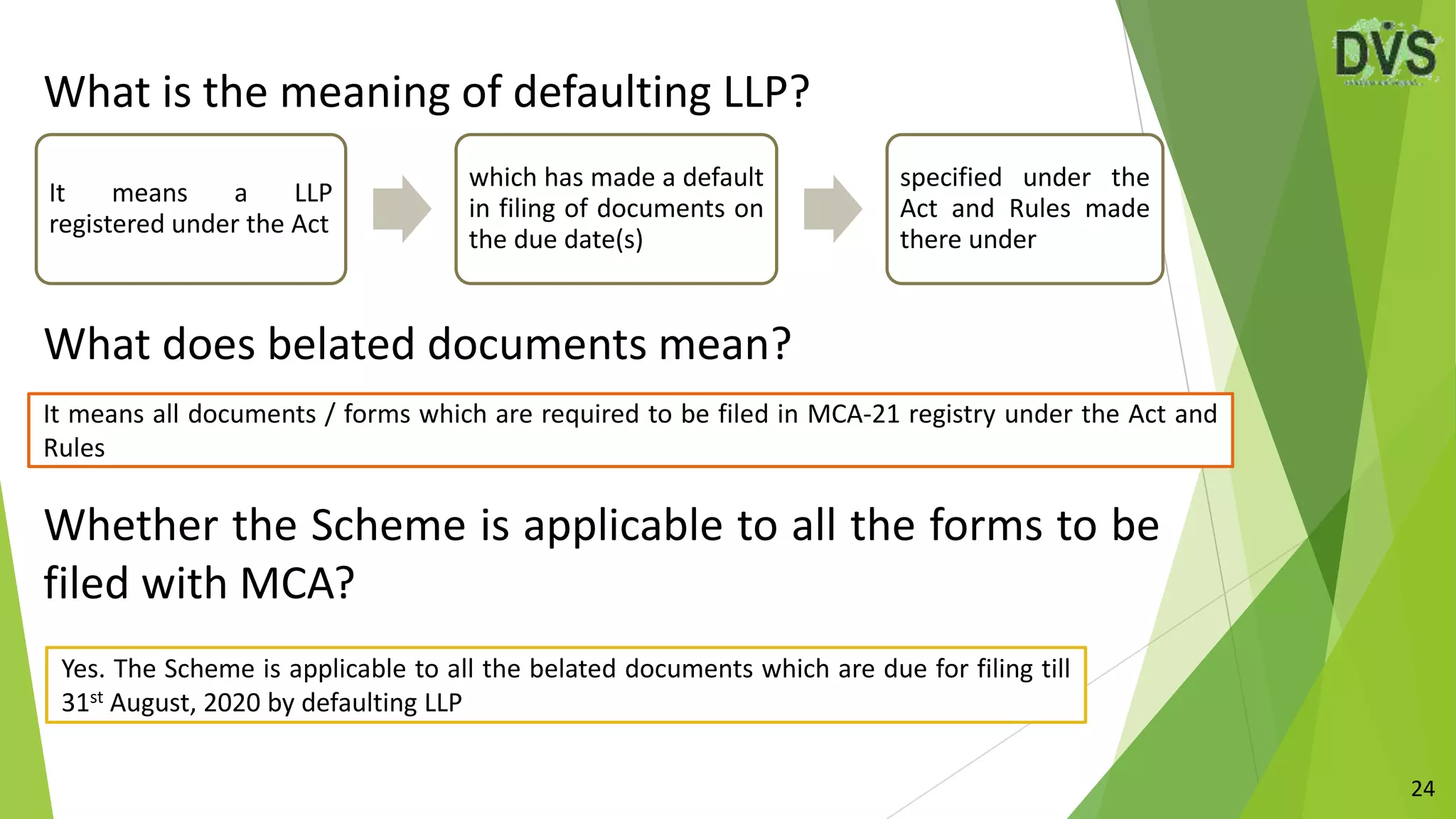 What are the salient features of CFSS, 2020 and LLP Settlement Scheme ...