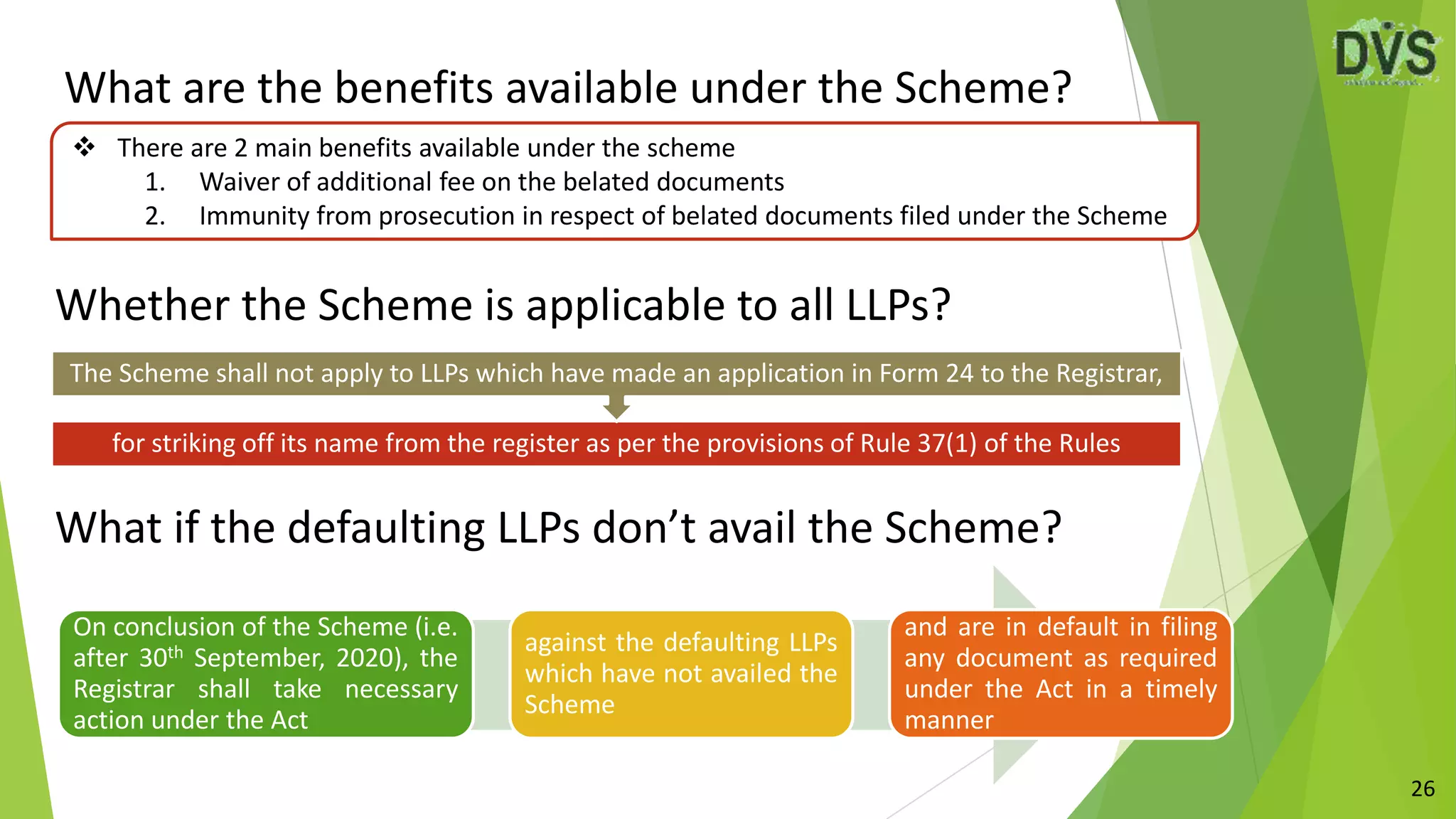What are the salient features of CFSS, 2020 and LLP Settlement Scheme ...