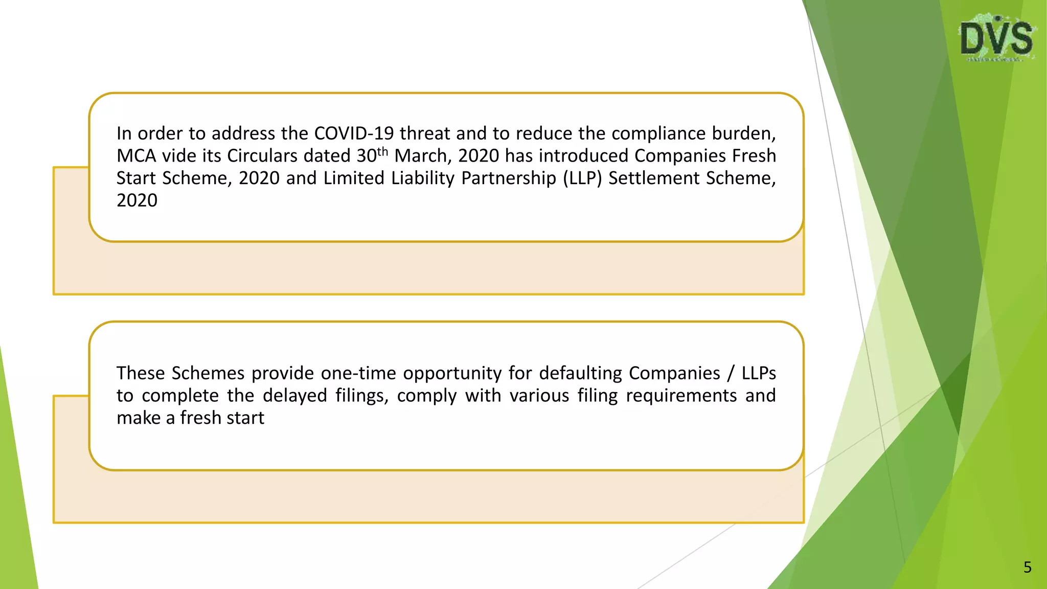 What are the salient features of CFSS, 2020 and LLP Settlement Scheme ...