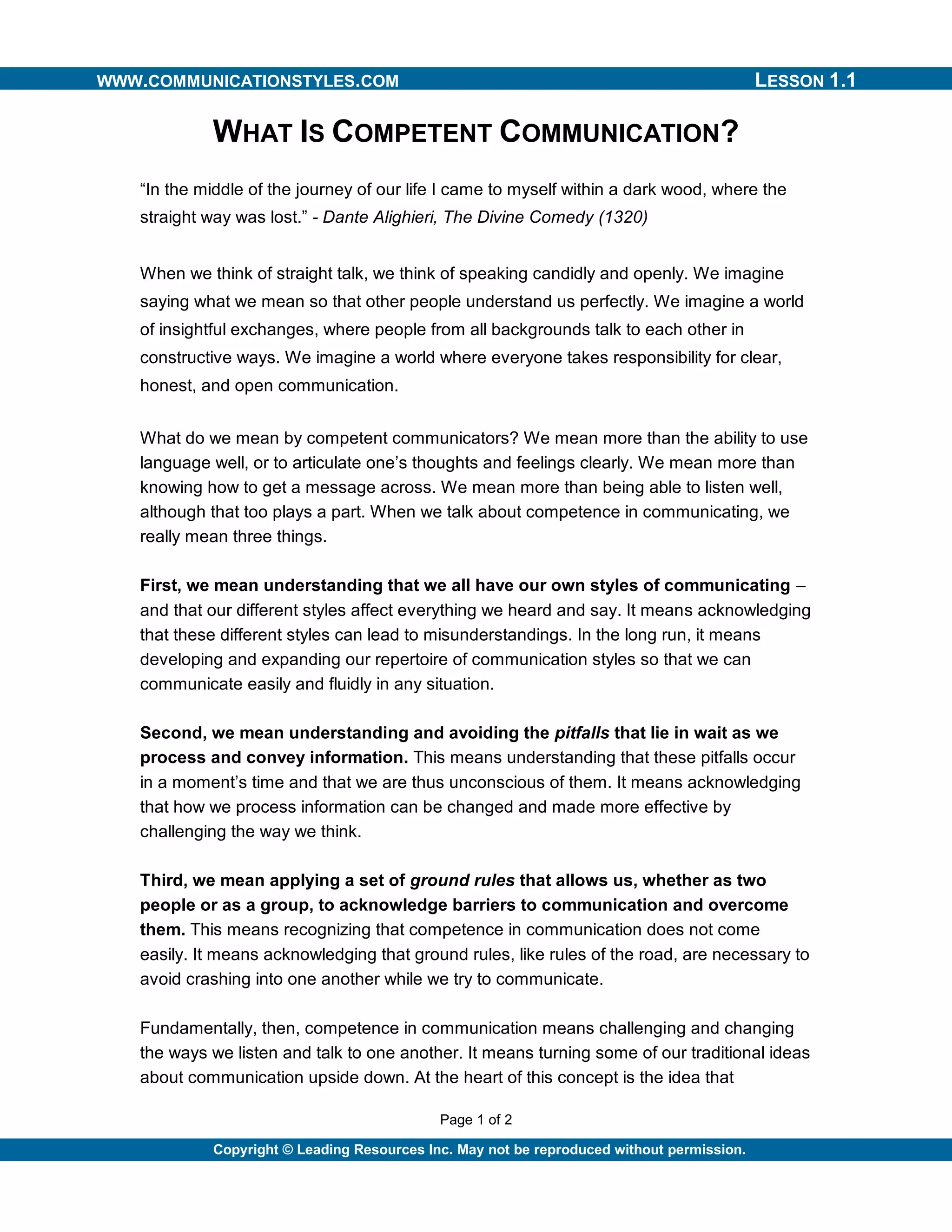 What is Competent Communication? | PDF | Resume Writing and Advice ...