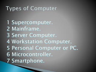 What is computer | PPTX | Computing | Technology & Computing
