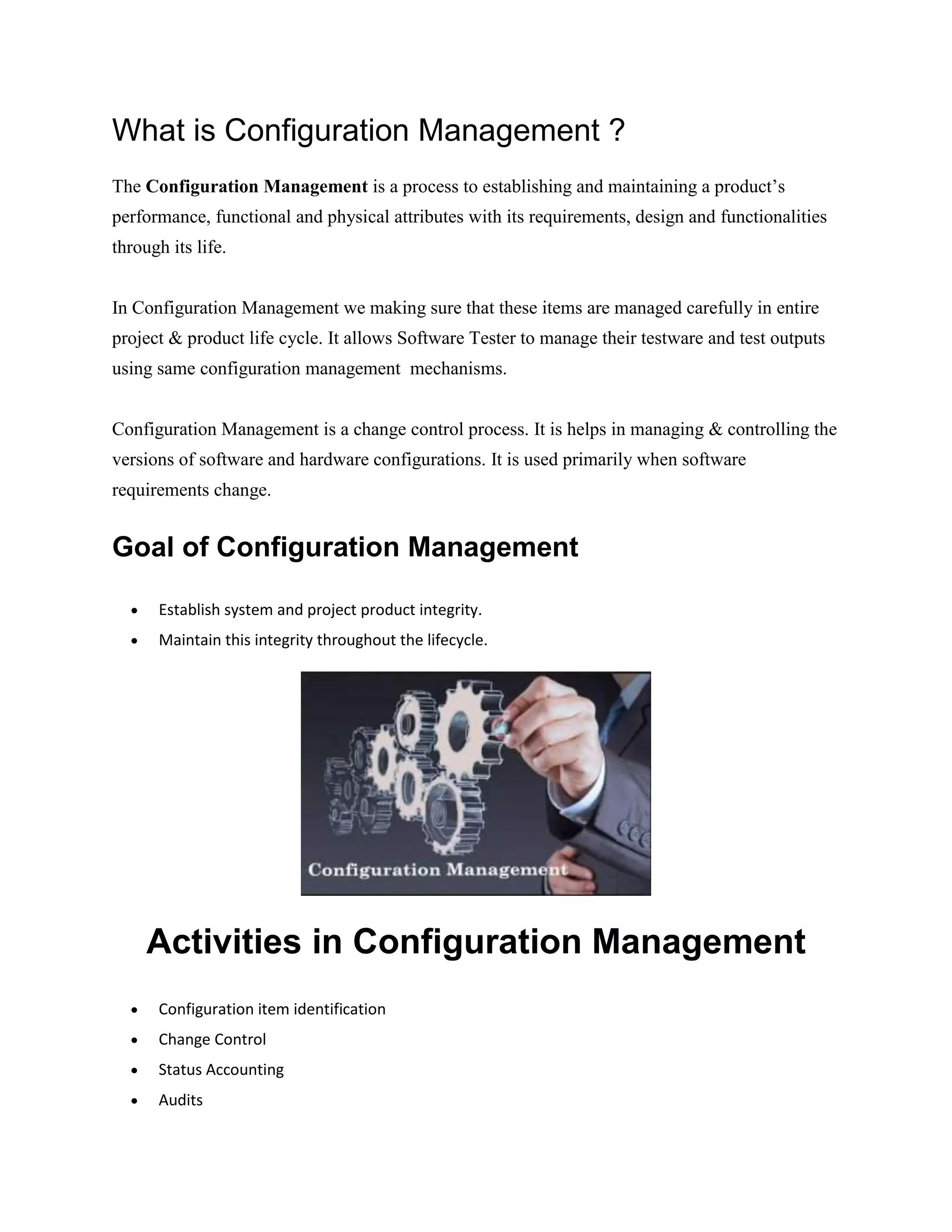 What is configuration management | PDF | Operating Systems | Computer Software and Applications