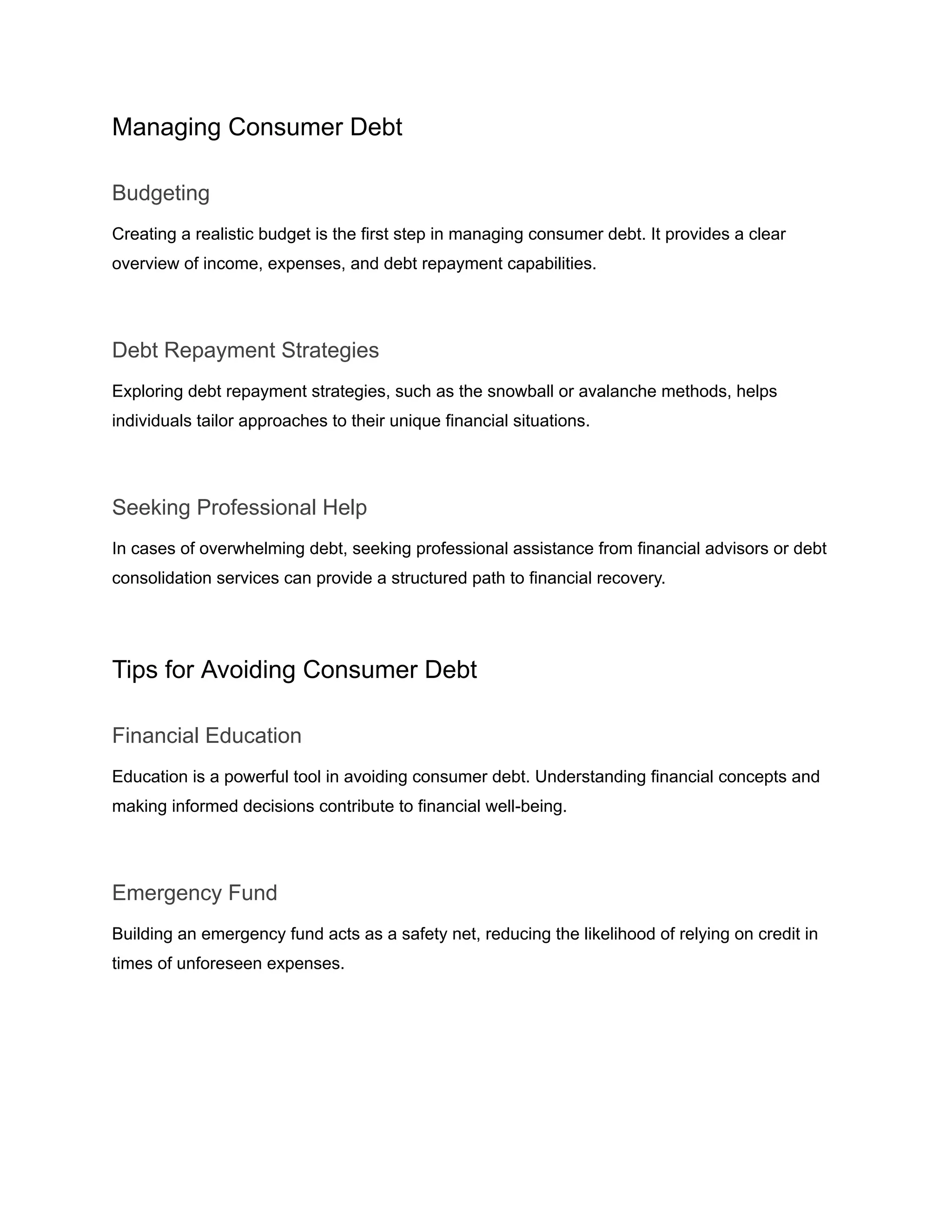 Demystifying Consumer Debt: Understanding the Financial Landscape | PDF