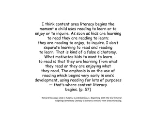 What is content area literacy? | PDF