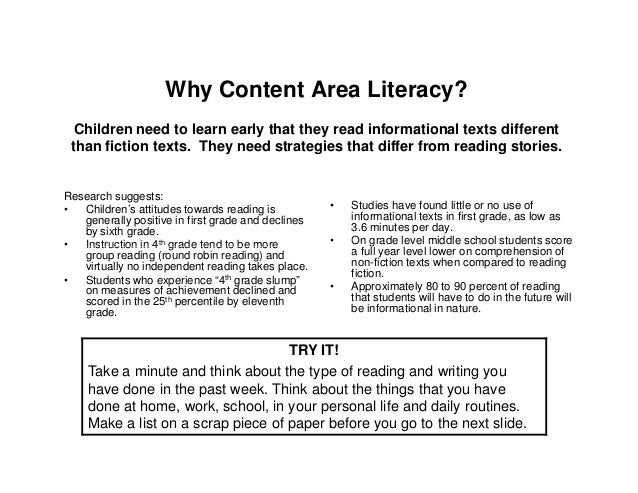 What is content area literacy?